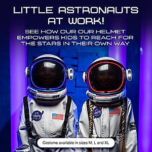 AEROSQUAD Kids Astronaut Costume with Helmet, NASA Space Helmet Suit for Kids & Adults with LED Lights, Movable Visor & Mission Sounds Astronaut Suit Kids, Role Play Halloween Dress for Boys & Girls.