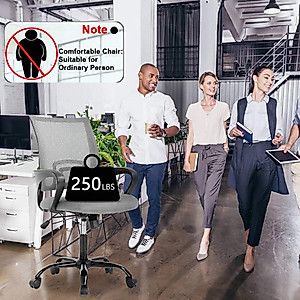 Office Chair Desk Chair Computer Chair Ergonomic Mid Back Mesh Chair with Lumbar Support & Armrest Modern Adjustable Height Swivel Task Executive Chair for Women Men Adult, Grey