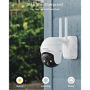 2K Security Camera Outdoor Wireless WiFi with 360° PTZ, ZUMIMALL Battery Powered Wireless Cameras for Home Surveillance, Spotlight & Siren/PIR Detection/3MP Color Night Vision/2-Way Talk/IP66/Cloud/SD