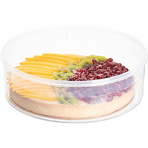 Pie Carrier Cake Storage Clear Container with Red Lid | 10.5" Large Round Plastic Cupcake Cheesecake Muffin Flan Cookie Tortilla Holder Storage Containers Airtight | Pie Keeper Transport Container