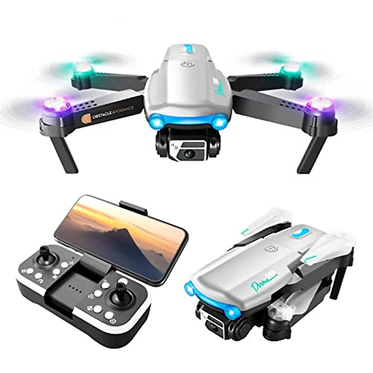 ZZKHGo Drone with 4K Dual HD FPV Camera, Remote Control Toys Gifts for Boys and Girls, Optical Fl-ow Localization, with Altitude Hold, Headless Mode, One Key Start and Outdoor Carrying Case (White)