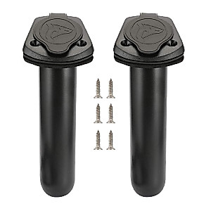 Anndason 2 Pcs Kayak Deck Plastic Flush Mount Fishing Boat Rod Holders and Cap Cover, Fishing Tackle Accessory Tool