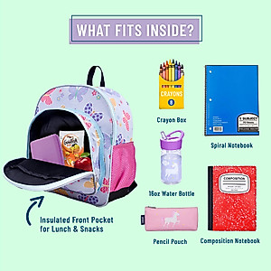Wildkin 12 Inch Backpack Bundle with Insulated Lunch Box Bag (Butterfly Garden)