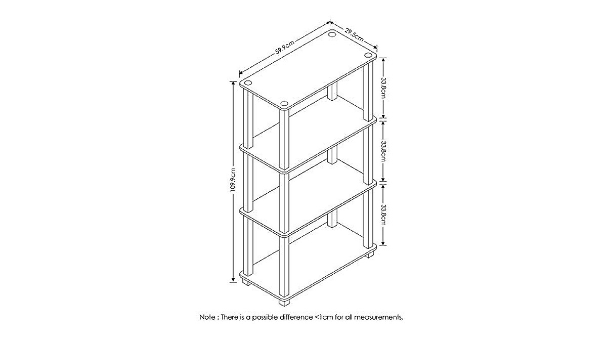 Furinno 4-Tier Multipurpose Shelf - Easy Assembly