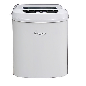 Magic Chef MCIM22W 10 Portable Ice Maker with Easy Touch Control Pad Viewing Window Removable Basket and Ice Scooper in White