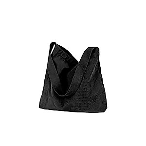 Danling&Unique Women/Girls Corduroy Large Capacity Tote Bag Shoulder Bag Fashion Hobo Bag Casual Shopping Bag Handbag black