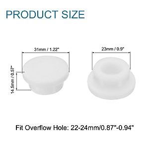 uxcell 16pcs Sink Overflow Rings, Bathroom Kitchen Basin Trim Bath Sink Hole Round Semi-Open Hole Silicone Overflow Drain Cover Insert in Hole (White)