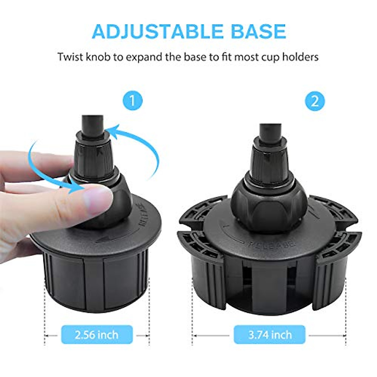 Kuelor Car Cup Holder Phone Mount, Adjustable Long Arm Cell Phone Holder with 360° Rotatable Cradle for Most Smartphones Such as iPhone, Samsung and GPS