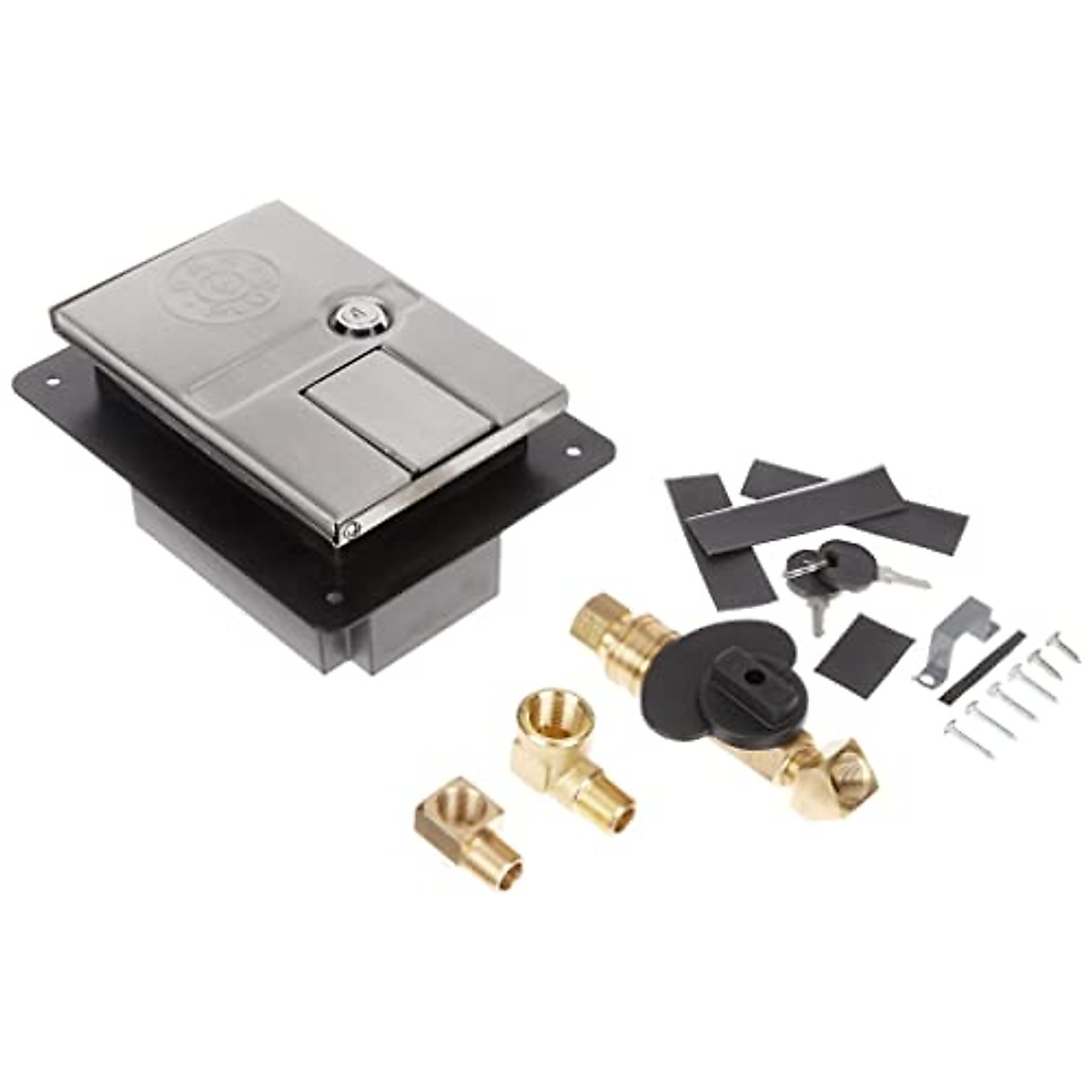 Burnaby Manufacturing RECESSED GAS PLUG, 1/2'' NPT INLET, 3/8'' QUICK DISCONNECT OUTLET, MALE PLUG INCLUDED, STAINLESS STEEL LOCKABLE DOOR (GRO101-SS-50)