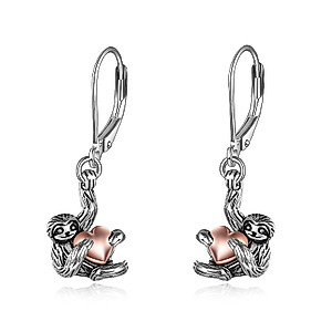 YFN Sloth Earrings 925 Sterling Silver Leverback Sloth Dangle Drop Earrings Sloth Jewelry Gifts for Women