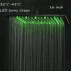 NeierThodore LED 16 Inch Square Shower Head Replacement with Rotatable Ball，Oil Rubbed Bronze