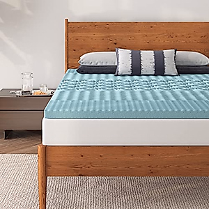 NapQueen 2 Inch 5-Zone Gel Memory Foam Mattress Topper, CertiPUR-US Certified, Twin, Blue