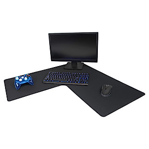 LPadds L Shaped Mouse Pad - Large, 3mm thickness, Stitched Edges, Water Resistant - Corner Mouse Mat for L Shaped Desk, Corner Desk and Gaming Setup