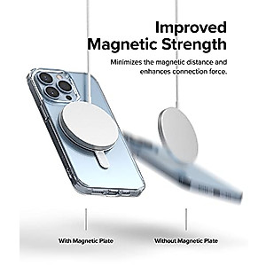 Ringke Magnetic Plate Compatible with MagSafe Accessories, Universal Adhesive Magnet Stickers with Installation Attachment Guide - White