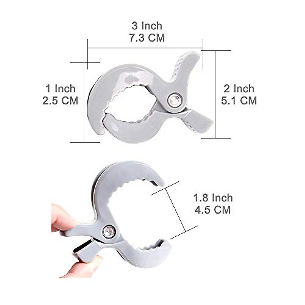 LAT 4-Pack Stroller Pegs Clips to Hook Muslin Blanket Sun Shade to Canopy, Pram Toy Holder, Car Seat Cover Clips, Protect Baby Kids from Sun Wind Insects (Grey + White)