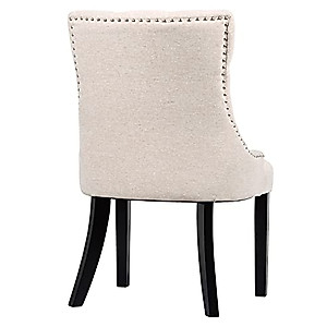 asunflower Tufted Fabric Kitchen Dining Chairs for Dining Room Modern Upholstered Dining Chairs Set of 4 with Wooden Legs, Cream