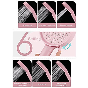 Cobbe Filtered Shower Head with Handheld, High Pressure 6 Spray Mode Showerhead with Filters, Water Softener Filters Beads for Hard Water - Remove Chlorine - Reduces Dry Itchy Skin, Pink