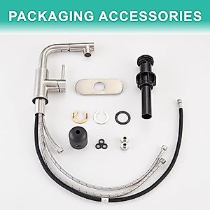 Bar Sink Faucet, Bathroom Sink Faucet with Pop-up Drain, Kitchen Faucets with Pull Out Sprayer for RV/Camper/Bar Utility Faucet Brushed Nickel YardMonet