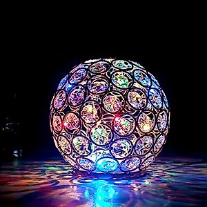 Zipdiz Crystal Ball - Crystal Led Light - Christmas Table Decor - Gold Orbs Decorative Balls - Lighted Christmas Ball - Led Light Christmas Decoration Indoor Use (5" Multicolor, Gold)