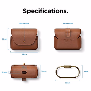 elago Leather Case Compatible with AirPods Pro 2 Generation and AirPods Pro Case - Genuine Leather case with Keychain, Luxurious Colors, Brass Ring Holder, Great Protection (Brown)