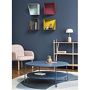 PIBM Stylish Simplicity Shelf Wall Mounted Floating Rack Shelves Retro Metal Simple Bookshelf Bevel Background Wall,4 Colors, Yellow , 30x20x30cm