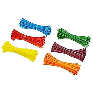 Amazon Basics Multi-Color Cable Zip Ties - 4-Inch/100mm, 480-Piece