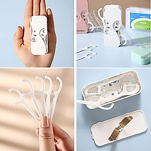 Portable Floss Dispenser Portable Dental Floss Picks Dispenser with 124 Pcs Dental Floss Automatic Floss Organizer Superfine Floss Picks for Teeth Cleaning Family Hotel Travel