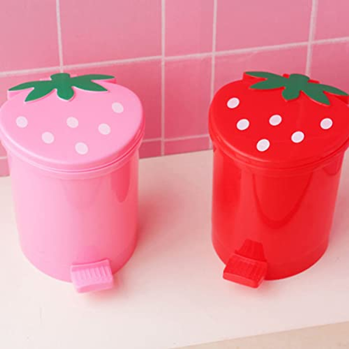 NUOBESTY Mini Desktop Wastebasket Mini Trash Can Tabletop Trash Can Small Garbage Bin with Lid Small