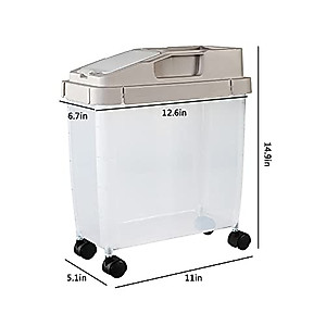 Zaop 20Lbs Airtight Rice Container with Detachable Wheels Dry Food Cereal Beans Storage Container,Sealed 12Lbs Cat Dog Pet Food Bin Tank,Coffee,16JEJDZE30C52TEXT