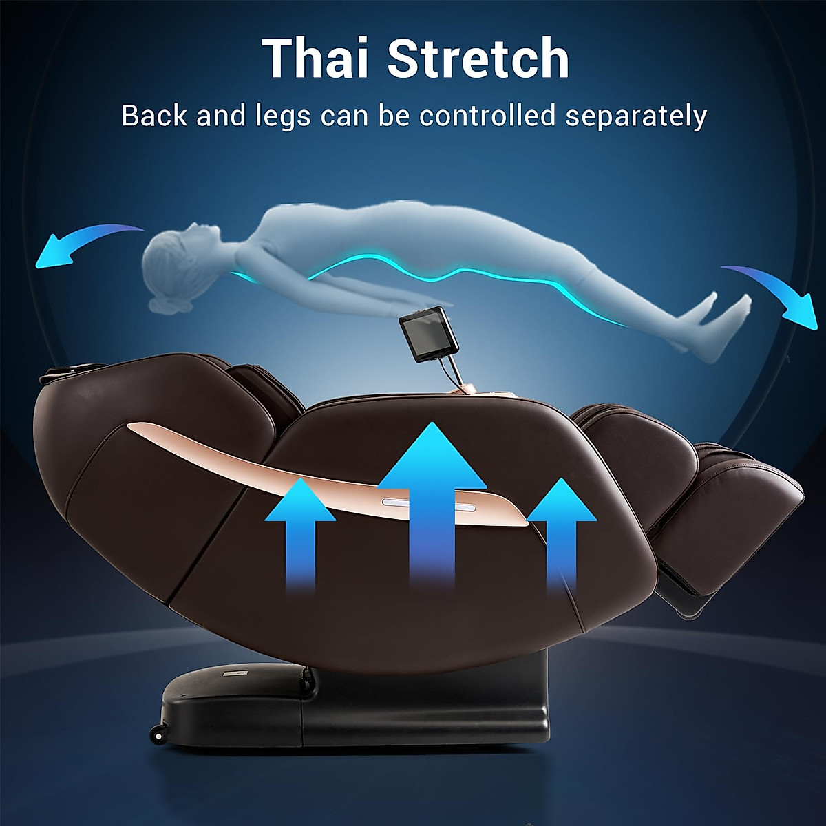 MYNTA Massage Chair, Full Body Zero Gravity SL Track Shiatsu Massage Chairs with Calf Heating, Thai Stretch, M1612 Brown