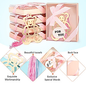 50 Pieces Baby Shower Favors for Guests Metal Bookmarks Guest Gifts for Baby Shower Birthday Bridal Shower Party Gifts Carnival Reward Little Bear Decorations Souvenirs with Individual Package (Pink)