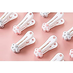 Clothespins Plastic Clothes Pins Heavy Duty Outdoor for Hanging Clothes, Traceless Clothes Pegs, chip Clips, Plastic Sealing Clip, Snack Bags Clips with Cute Cat Claw Pattern