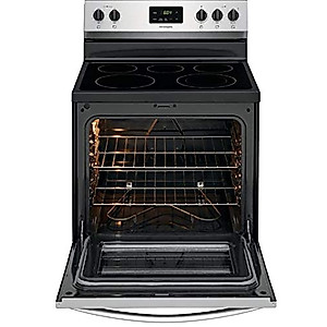 Frigidaire FCRE3052AS 30" Freestanding Electric Range with 5.3 cu. ft. Capacity Quick Boil Store-More Storage Drawer and SpaceWise Expandable Elements in Stainless Steel