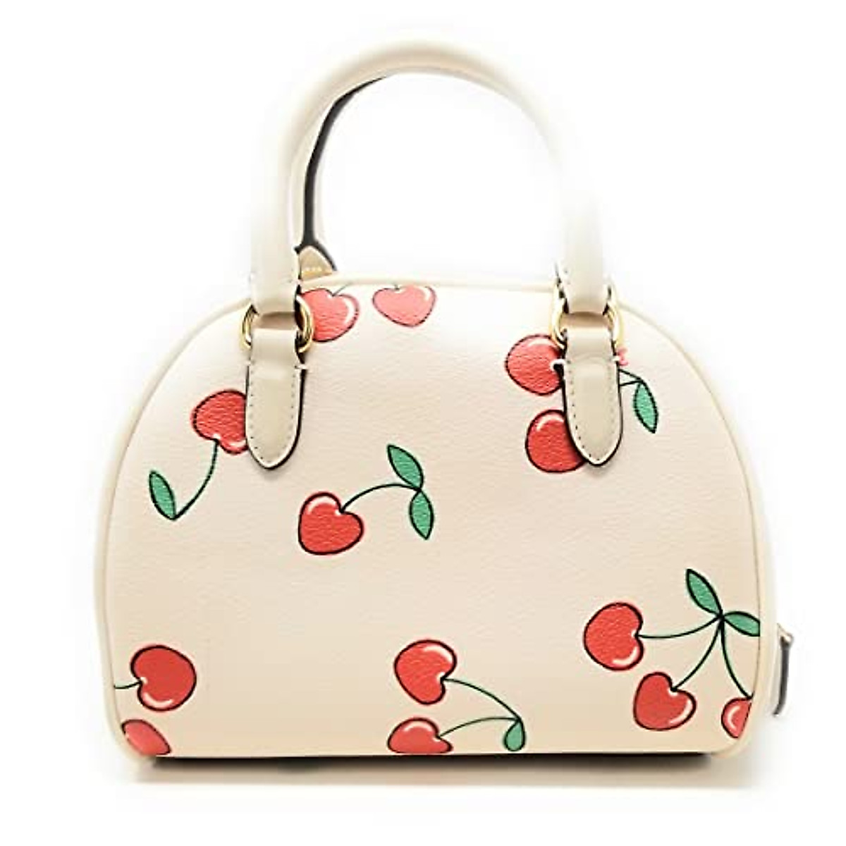 COACH Sydney Satchel With Heart Cherry Print in Chalk/Multi