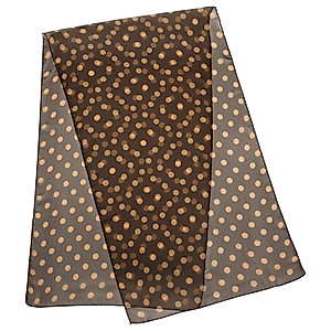 E-Clover 1950s Chiffon Scarf Long Polka Dot Scarfs Vintage 50s Sheer Neck Head Scarves Shawl for Women 80s Costumes Outfit Brown