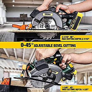 TECCPO Cordless Circular Saw 4-1/2", with 20V 4.0Ah Battery & Fast Charger, 4500RPM, 3 Blades + POPOMAN Cordless Circular Saw 6-1/2", with 20V 4.0Ah Battery & Fast Charger, 4300RPM, 2 Blades