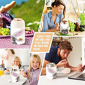 CUPADA Funny Cat Cute Food Jar, Bunny Rabbit Ears Insulated Hot Food Jars Vacuum 17OZ with Folding Spoon for Work Trip Picnic Camping