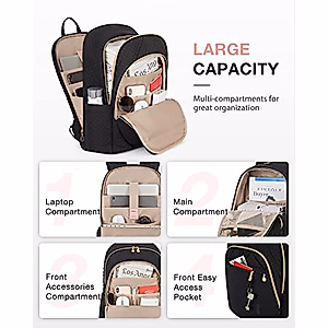 BAGSMART Backpack for Women & Electronics Organizer Set, College Must Haves, Travel Essentials for Women, Black