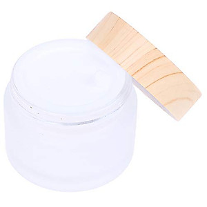Healthcom 2 Pcs 100 Grams/100 ML Empty Glass Jars Frosted Glass Cosmetic Cream Jar Bottles Pot Wood Grain Lid Refillable Container Cream Box Lotion Face Cream Jar DIY Makeup Lip Balm Eyeshadow