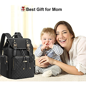 Terzini Bear Diaper Bag Backpack, Diaper Bags for Baby Boy Girl with USB Charging Port,Changing mat,Stroller Hooks (Black)