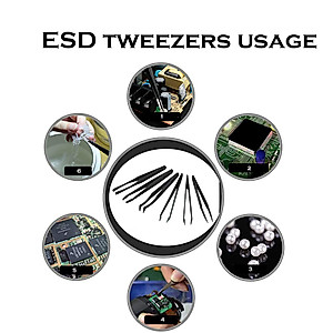 Small Anti Static ESD Safe Cleaning Dust Brush Kit for Phone Computer Keyboard Laptop Screen Camera Lens,ESD Precision Plastic Tweezers Set,Microfiber Cleaning Cloths,Air Blow Cleaner