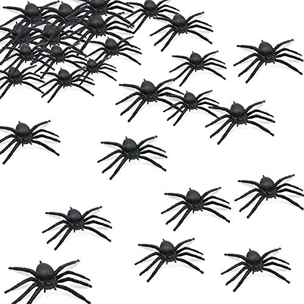 Caritty 50PCS Halloween Realistic Plastic Spider, Fake Spider Prank Prop Joke Toys for Halloween Decorations, Plastic Spiders Halloween, Black Scary Spiders for Kids, Great Party Favors