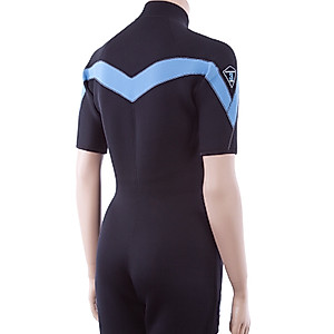 Henderson Thermoprene 3mm Womens Front Zip Wetsuit 8 Tall Black/Sky Blue