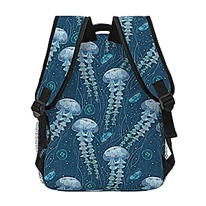 ASYG Jellyfish Backpack Cute Laptop Backpack Women Tablet Bag Funny Travel Bag Fish Laptop Bag