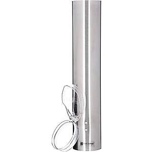 Carlisle FoodService Products C4150SS Stainless Steel Small Water Cup Dispenser with Hinged Flip Cap, 16" Length
