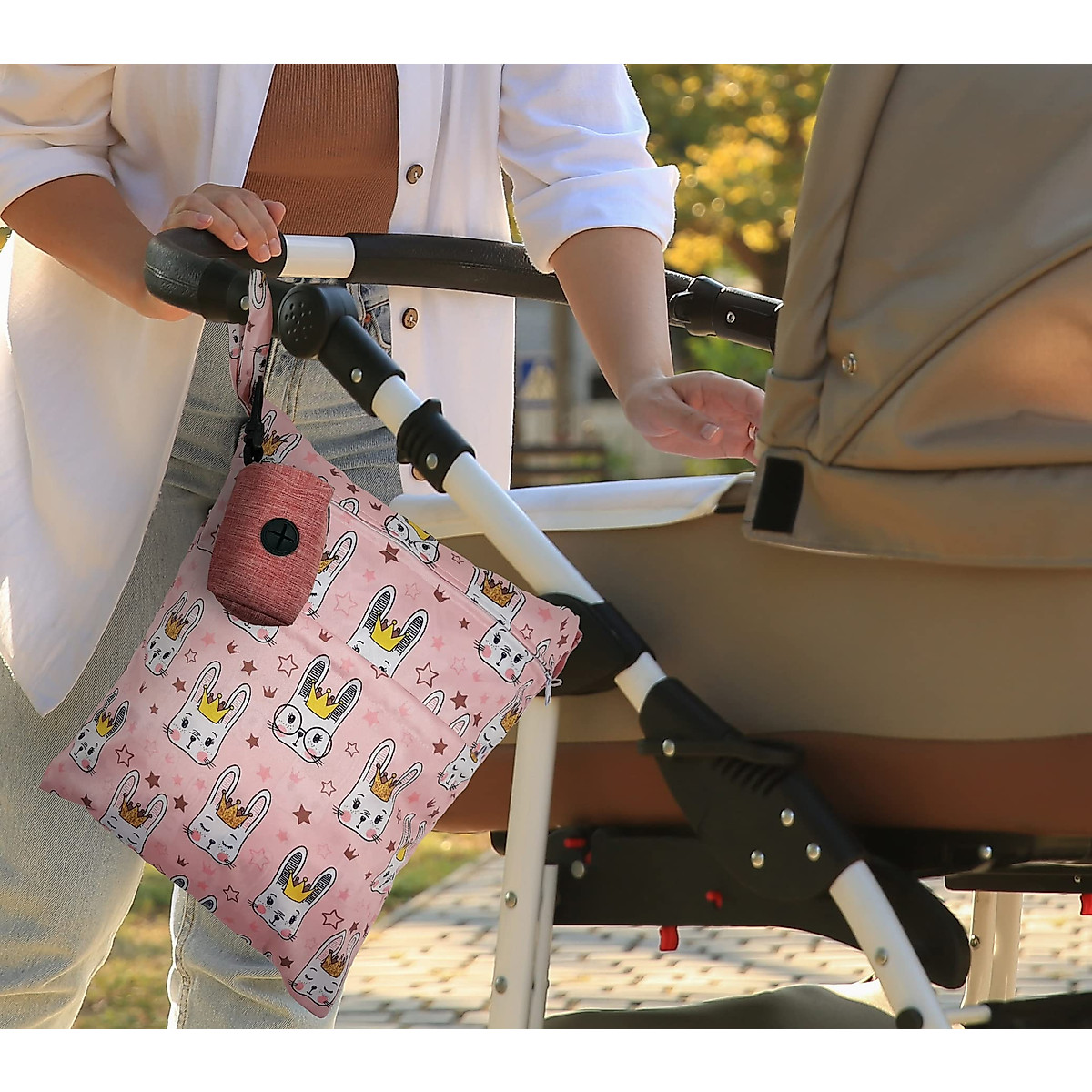 CasenBag Pink Wet and Dry Diapers Bag with Wet Wipes Cases KT-WDCB-008