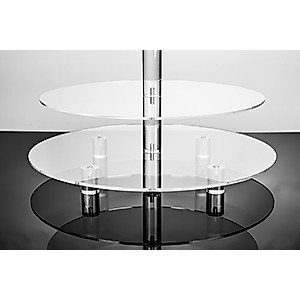 Jusalpha® Large 7 Tier Acrylic Round Wedding Cake Stand Dessert Stand Pastry Serving Platter-Food Display Stand for Large Event (Large with Rod Feet Base) (7RF)