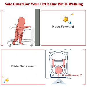 INFANS Foldable Activity Baby Walker, 2 in 1 Anti-Rollover Toddler Walker Helper with Adjustable Height and Speed Safety Belt, Music Center for Boys and Girls (Red)