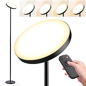 Floor Lamp, 30W 2800LM Super Bright LED Floor Lamp 4 Color Temperatures, Dimmable Standing Sky Lamp with Remote & Touch Control, Modern Floor Lamps for Living Room Bedroom Office, 1H Timer