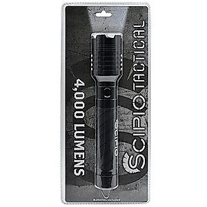Scipio Tactical Rechargeable LED Flashlight - 4000 Lumens with Glass Breaker and Bright Light